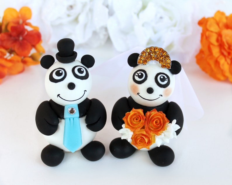 Panda Unique Animal Wedding Cake Topper, Panda Couple, Panda Wedding ...