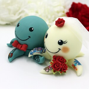 Octopus Wedding Cake Topper Figurines, Tattooed Rockabilly Alternative ...
