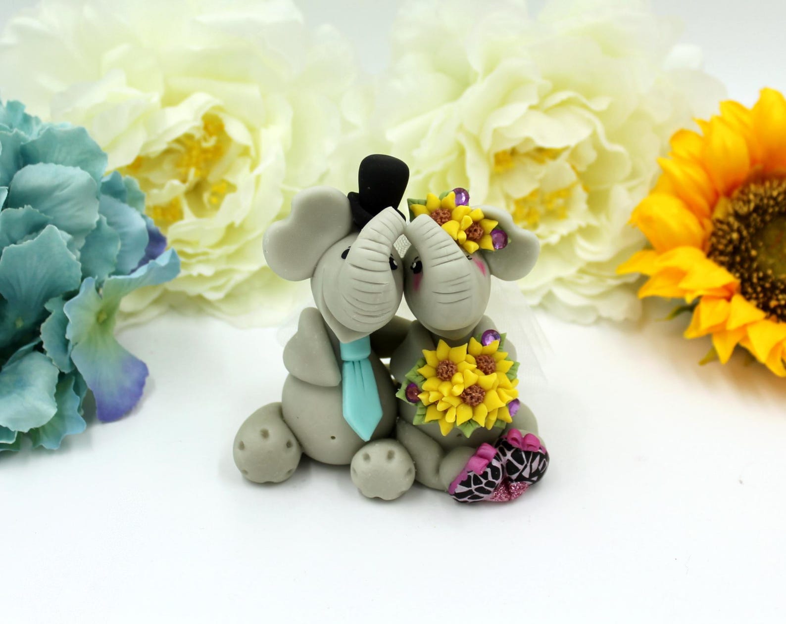 Custom Elephant Wedding Cake Topper, Safari Animal Bride Groom ...