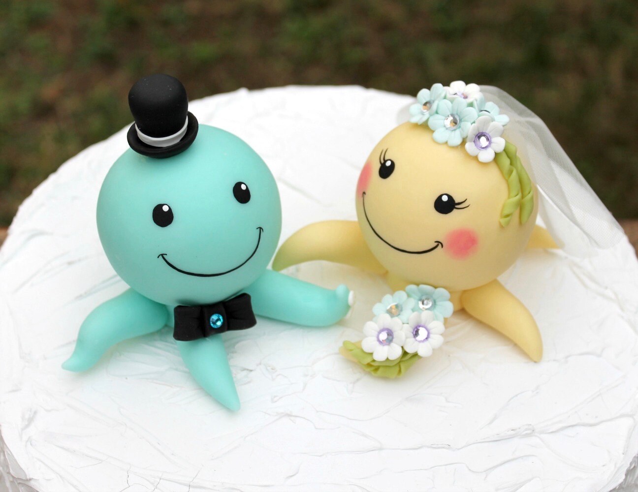 Custom Wedding Cake Topper, Octopus Cake Topper, Personalized Bride and ...