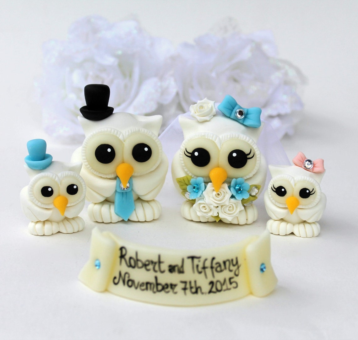 Owl cake topper unique wedding cake topper owl family rustic | Etsy