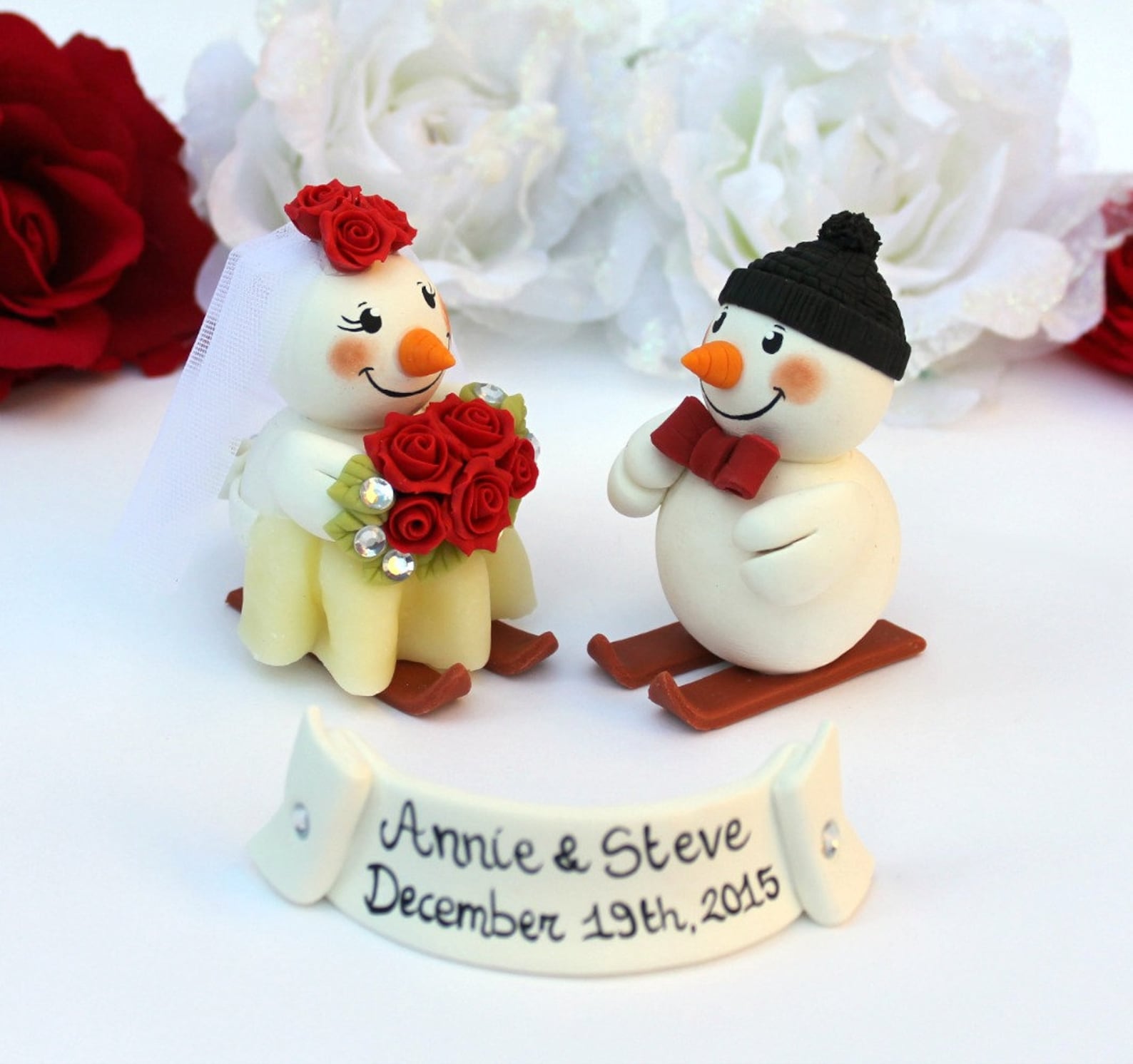 Snowman Custom Cake Topper Wedding Cake Topper Ski Cake | Etsy