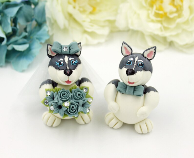 Dog Husky Wedding Cake Topper, Husky Figurine Wedding, Wedding Cake ...