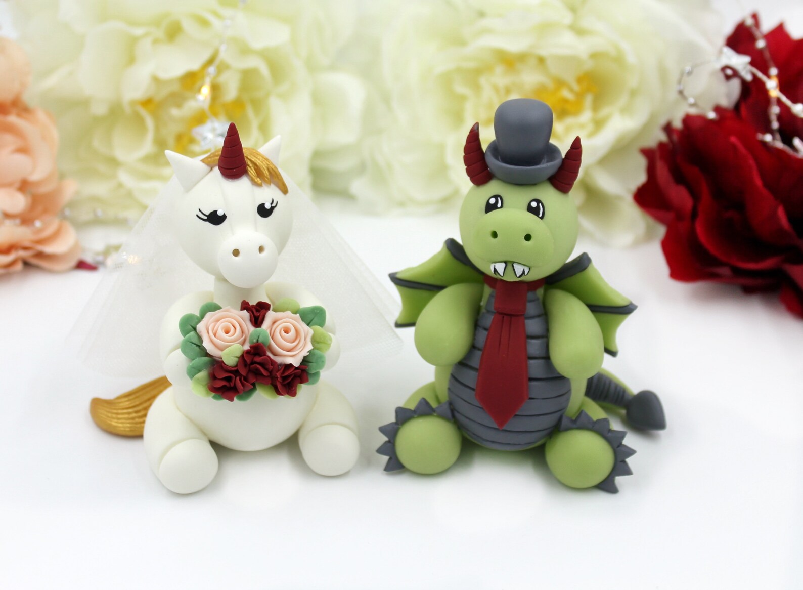 Dragon Wedding Cake Topper, Wedding Cake Topper Figurine Rose Gold ...