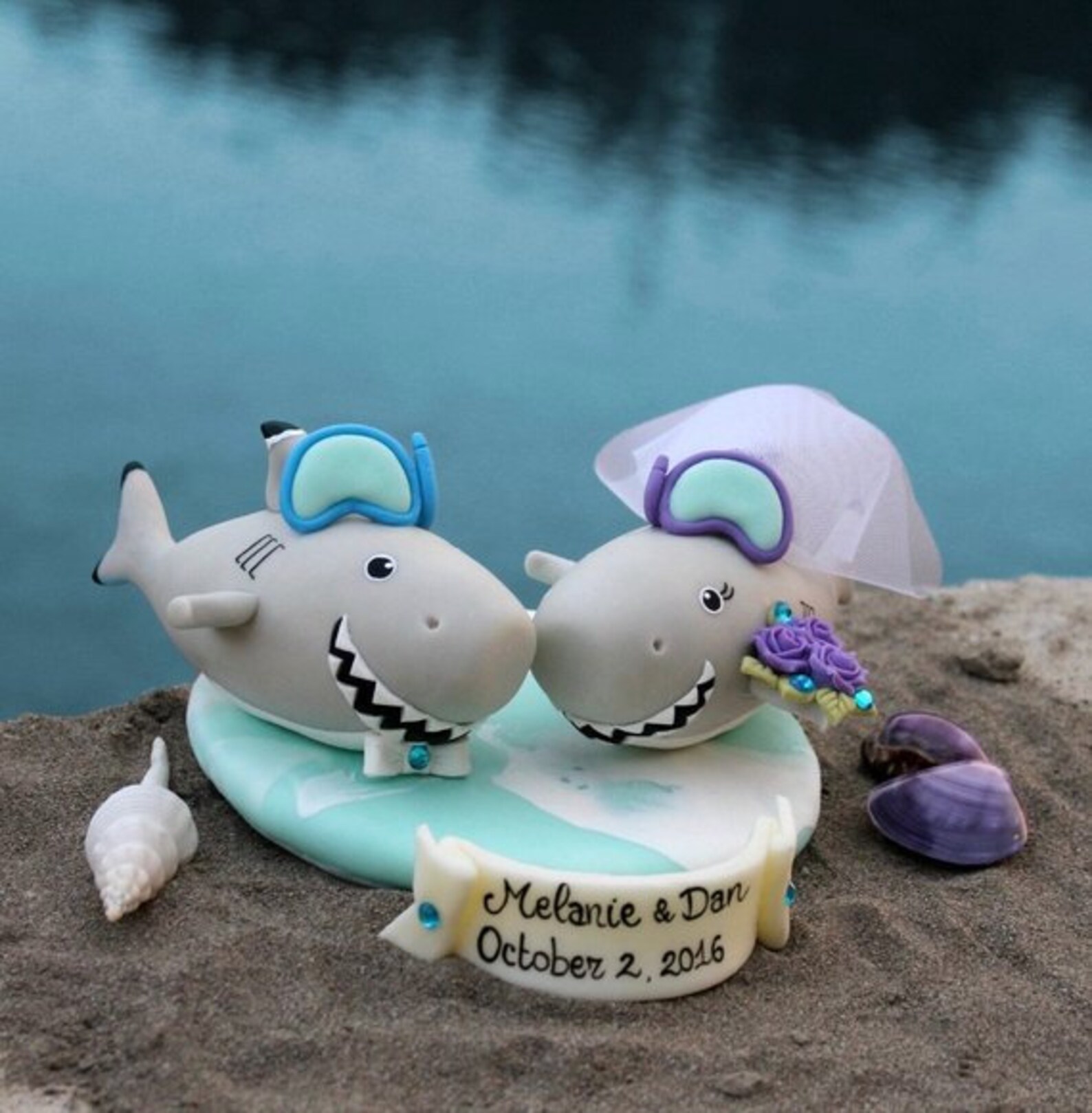 Shark Wedding Cake Topper Great White Shark Bride and Groom - Etsy