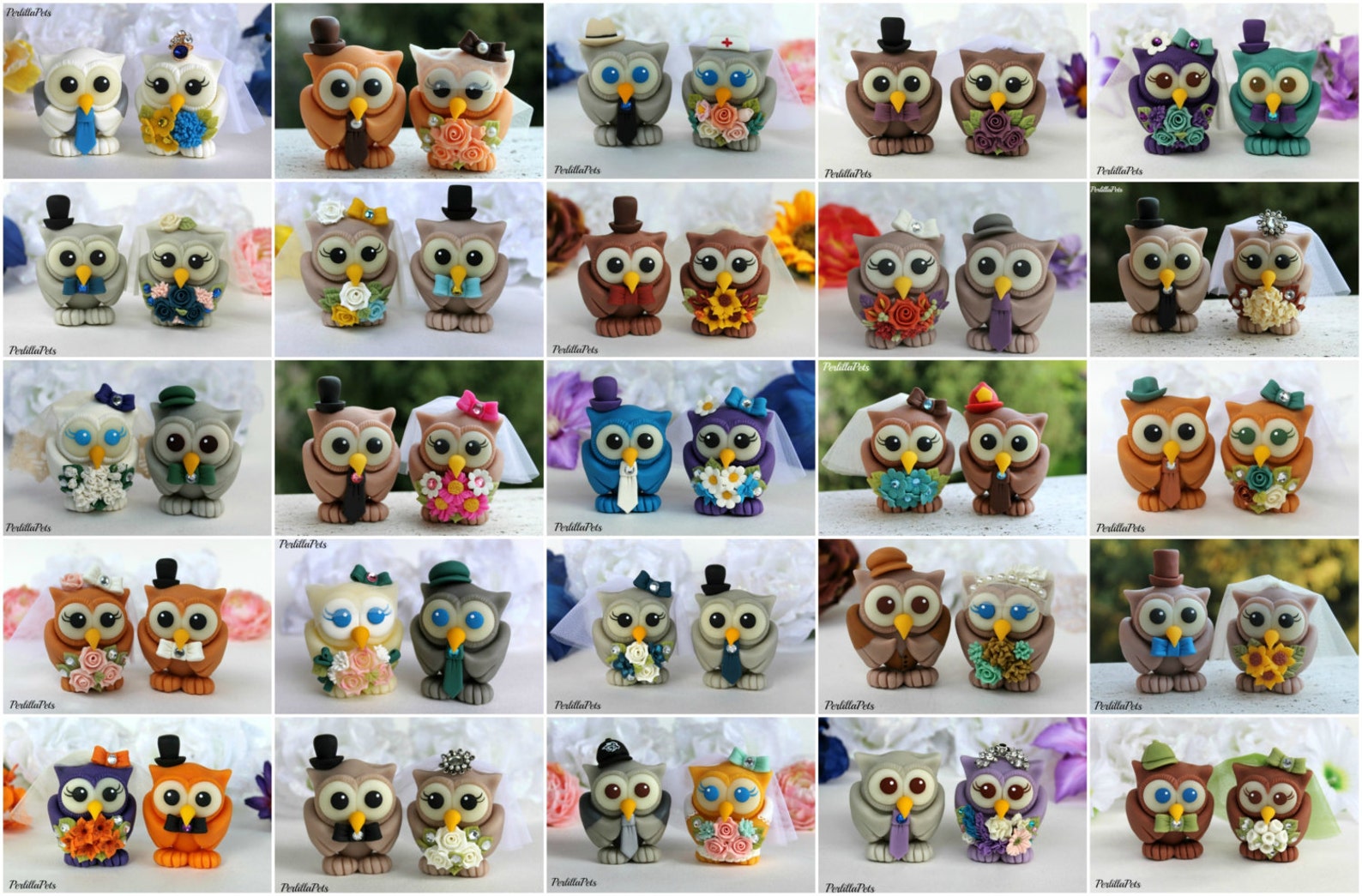 Wedding Cake Topper, Bride and Groom Owl Cake Topper, Custom Hand Made ...