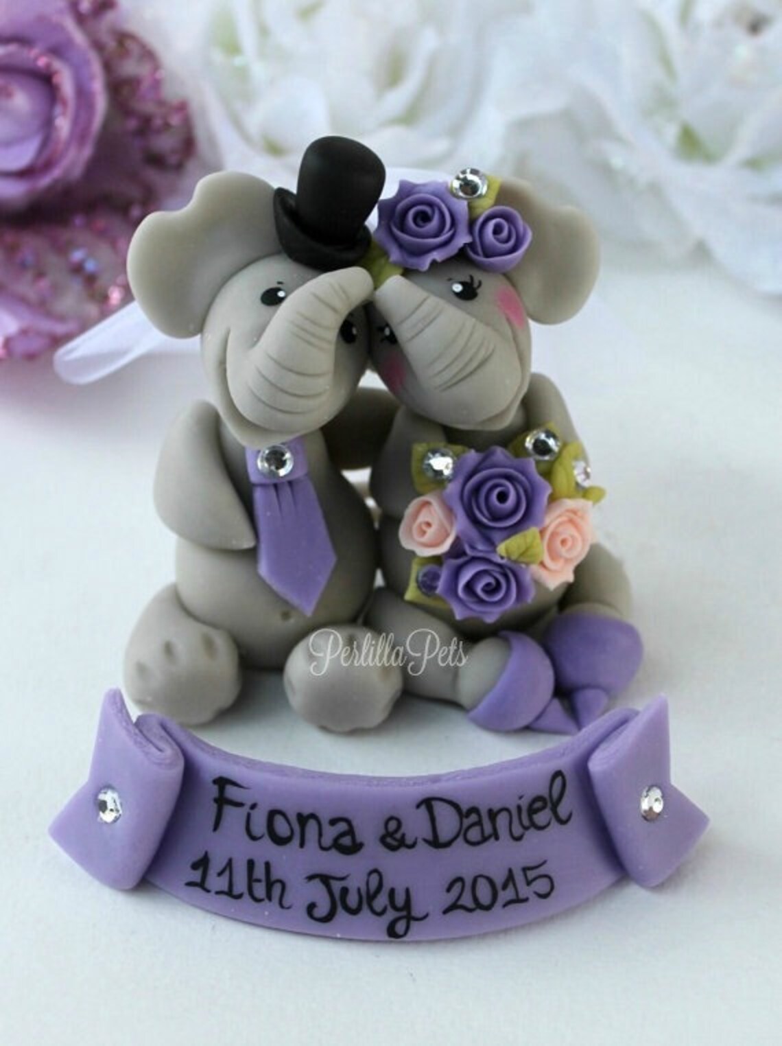 Custom Elephant Wedding Cake Topper Elephants in Love Bride - Etsy