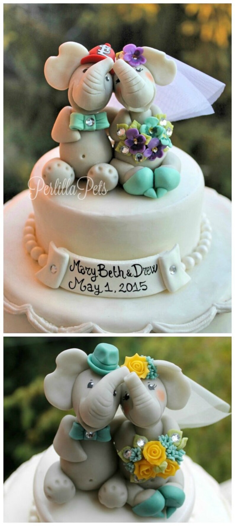 Custom Elephant Wedding Cake Topper Elephants in Love Bride - Etsy