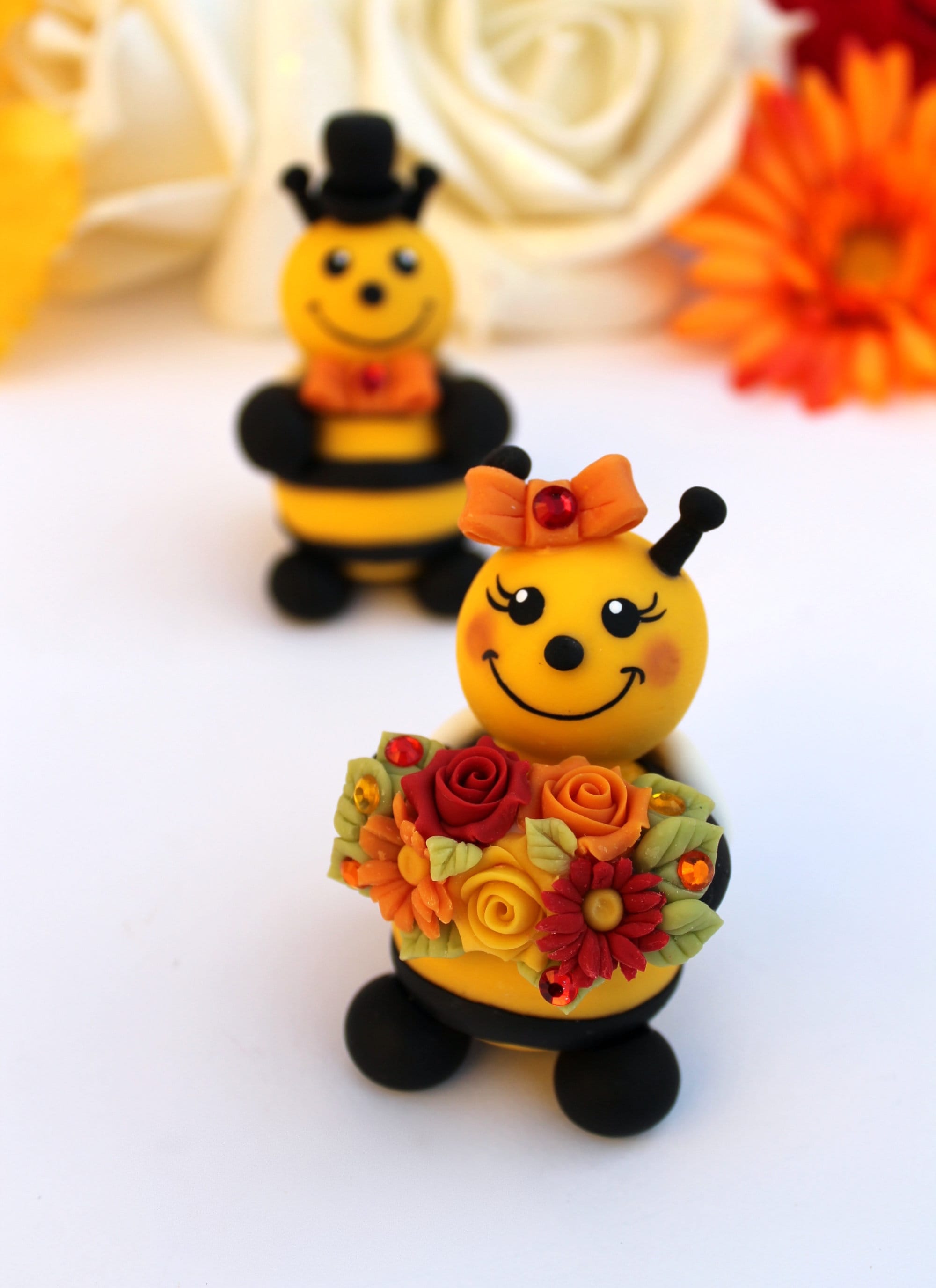 Bee Wedding Cake Topper, Personalized Bee Bride and Groom, Funny Cute ...