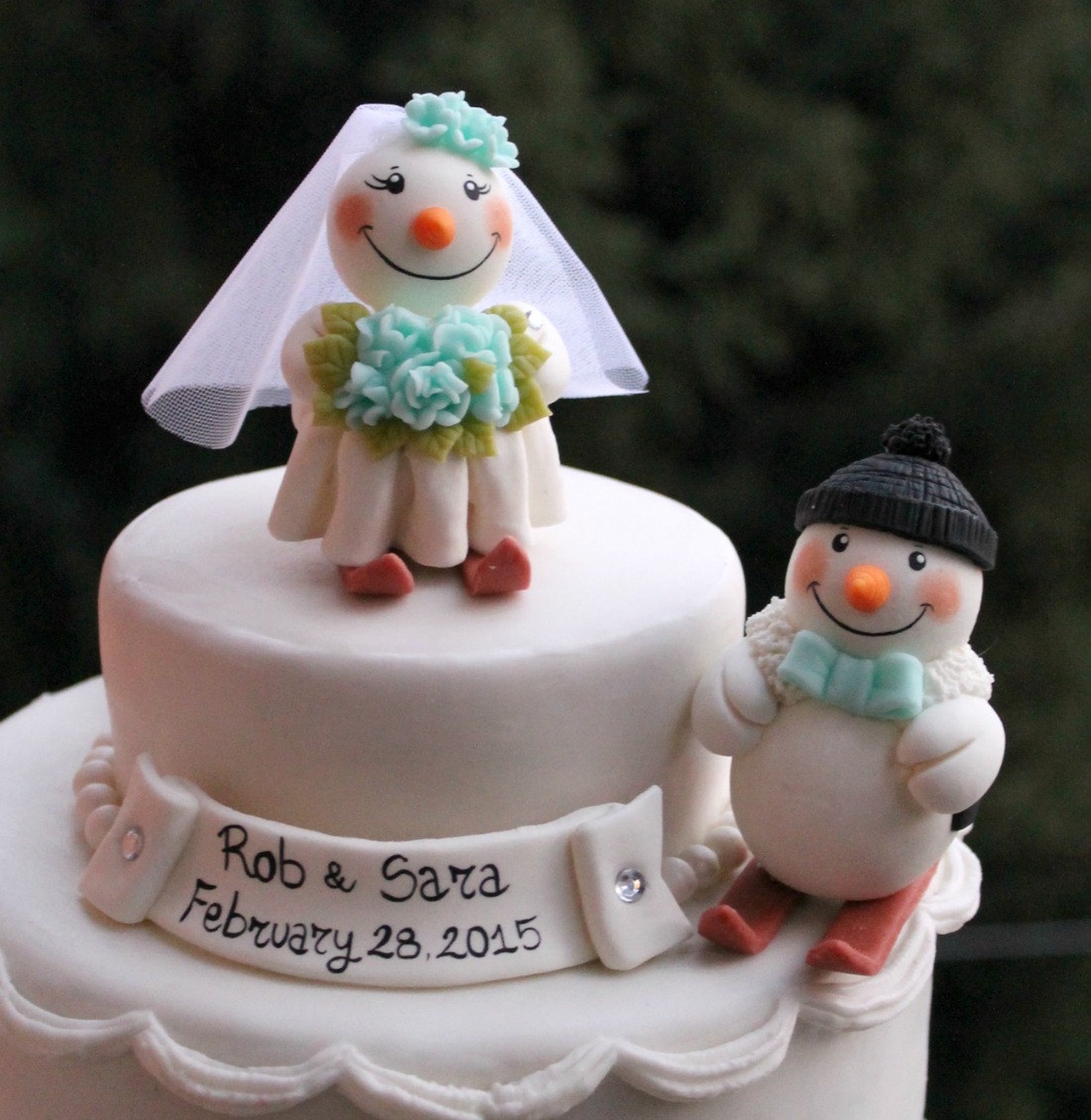 Snowman Custom Cake Topper Wedding Cake Topper Ski Cake | Etsy