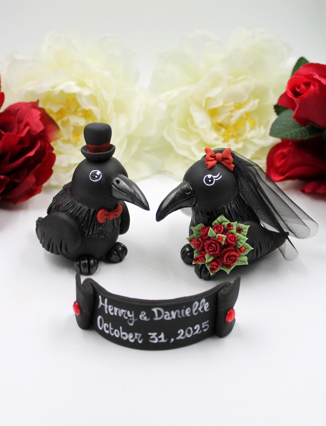 Raven Crow Wedding Cake Topper, Halloween Gothic Fall October Winter ...