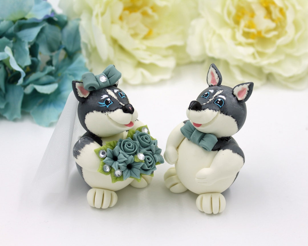 Dog Husky Wedding Cake Topper, Husky Figurine Wedding, Wedding Cake ...