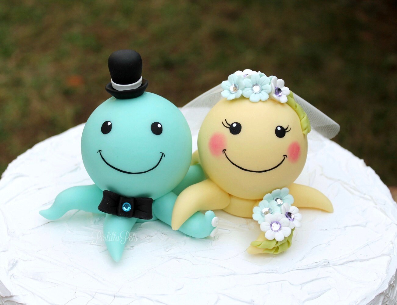 Custom Wedding Cake Topper, Octopus Cake Topper, Personalized Bride and ...