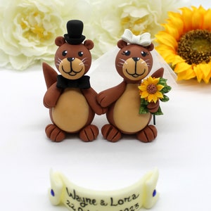 Otter Wedding Cake Topper, Significant Otters, Rustic Custom Animal ...
