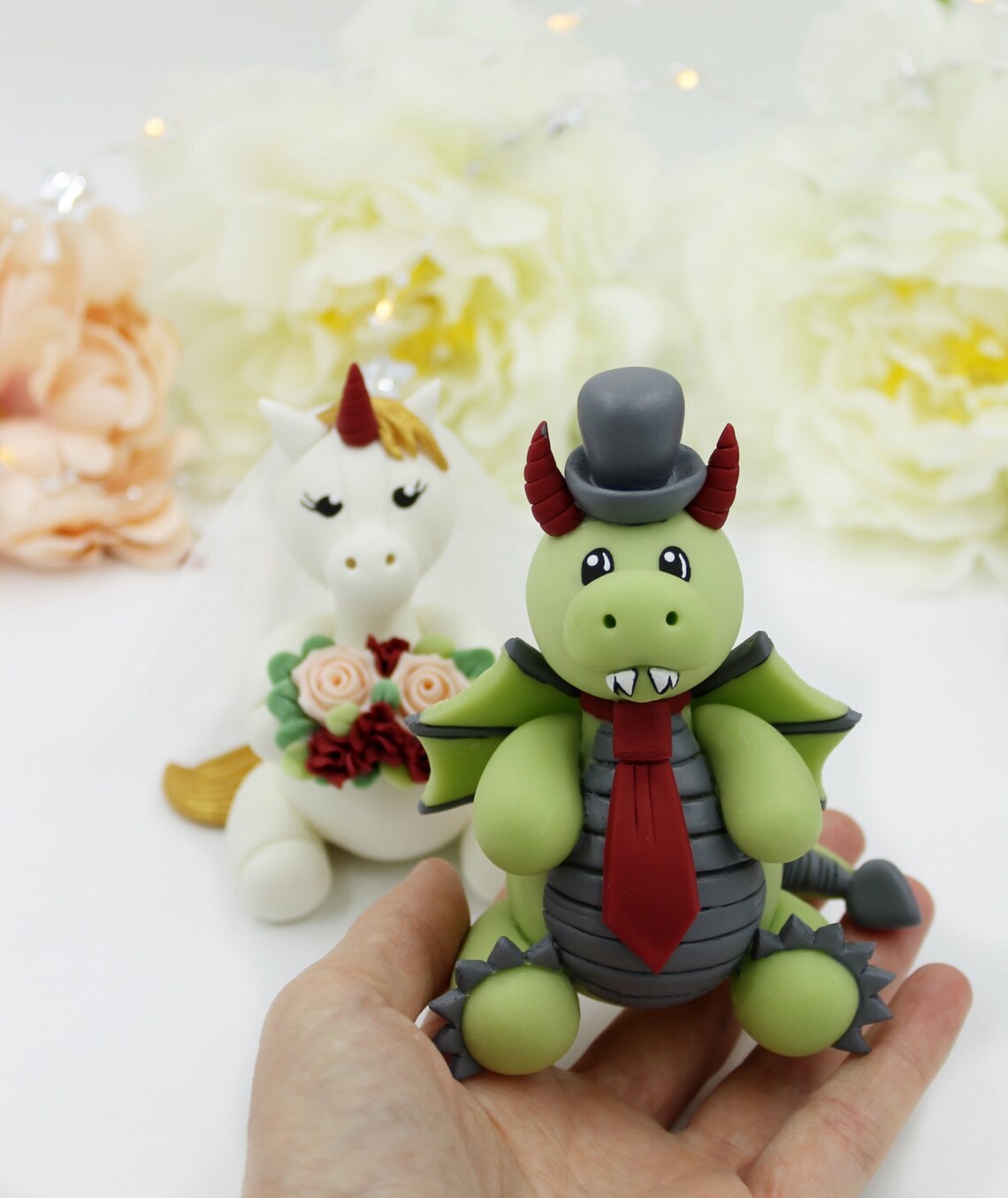 Dragon Wedding Cake Topper, Wedding Cake Topper Figurine Rose Gold ...