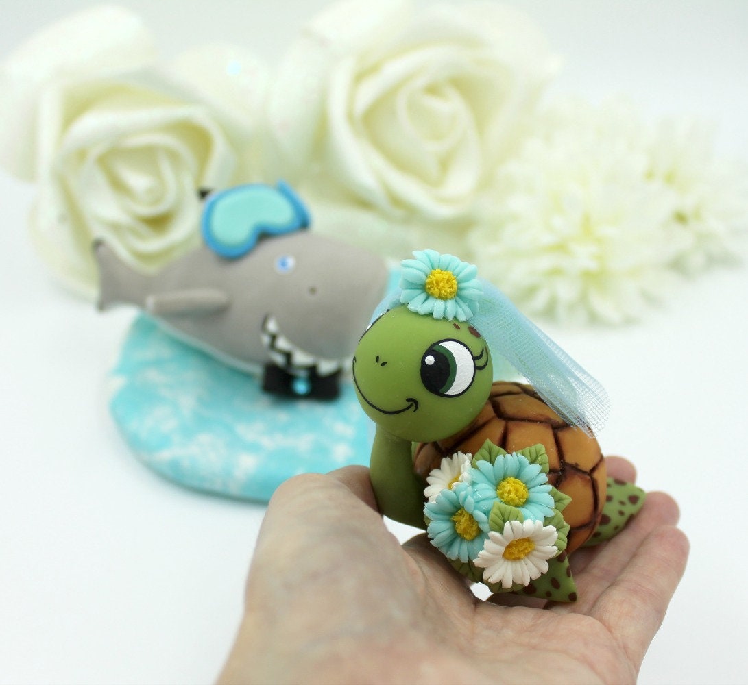 Wedding Cake Topper Shark and Sea Turtle Cake Topper Cute | Etsy