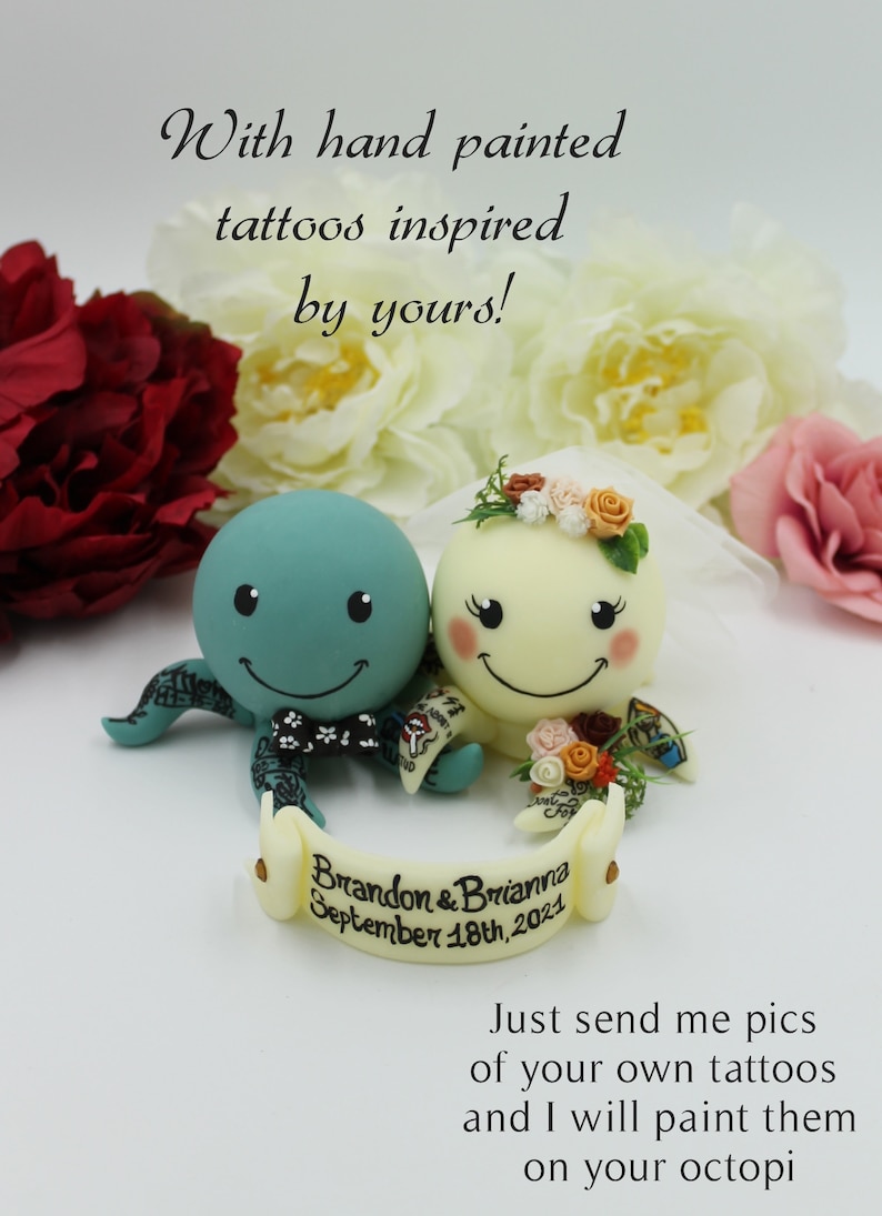 Funny Tattoo Octopus Wedding Cake Topper for Inked Brides and Grooms ...