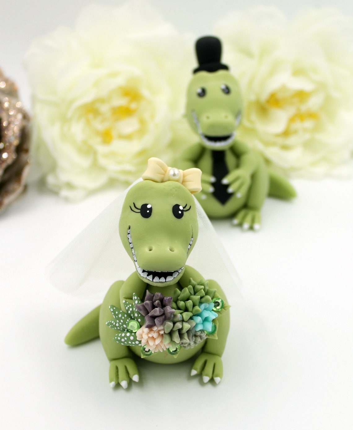 T-rex Wedding Cake Topper Dinosaur Animal Unique Bride and | Etsy
