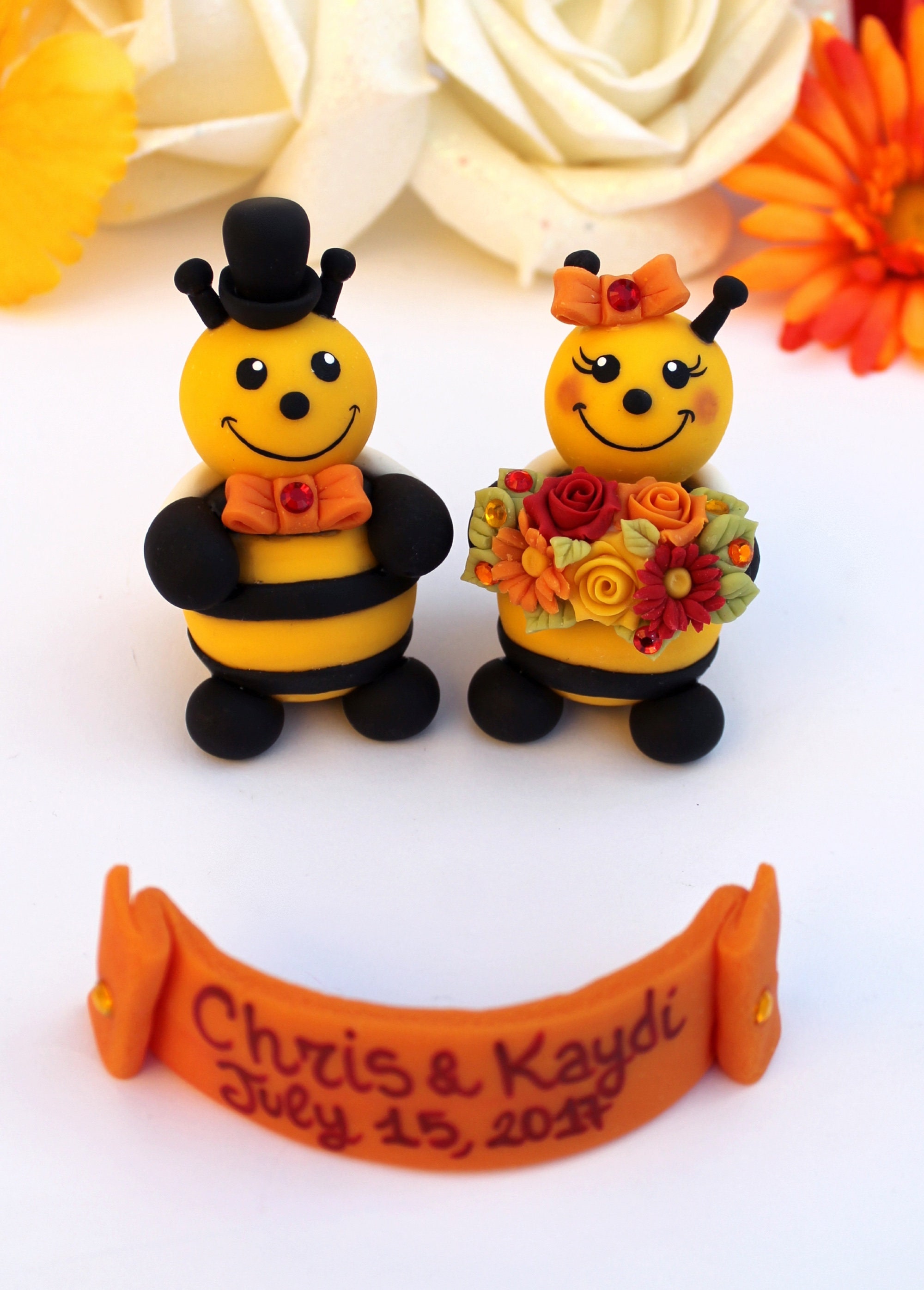 Bee Wedding Cake Topper, Personalized Bee Bride and Groom, Funny Cute ...