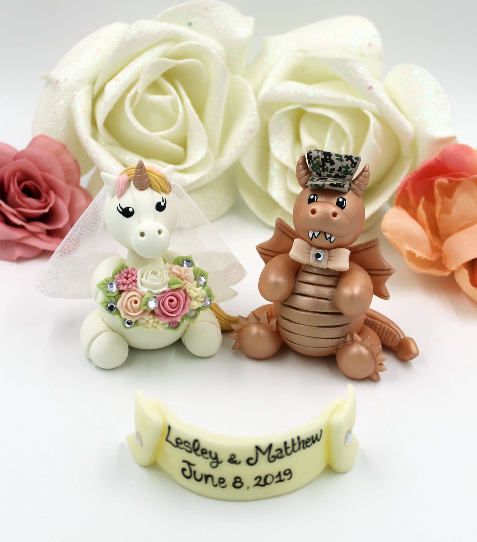 Dragon Wedding Cake Topper, Wedding Cake Topper Figurine Rose Gold ...