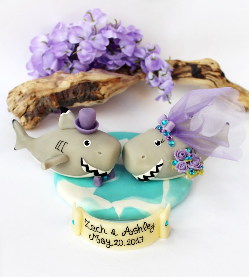 Shark Wedding Cake Topper Great White Shark Bride and Groom - Etsy