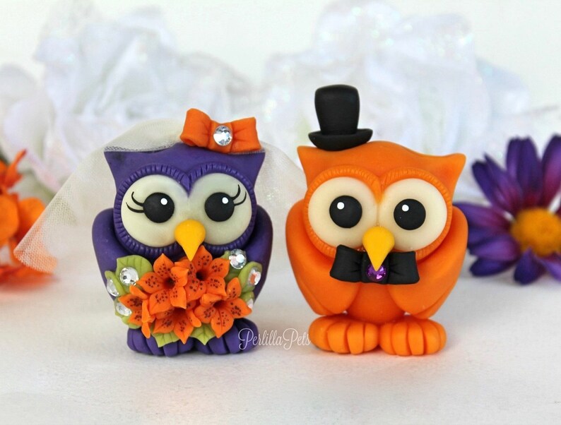 Wedding Cake Topper, Bride and Groom Owl Cake Topper, Custom Hand Made ...