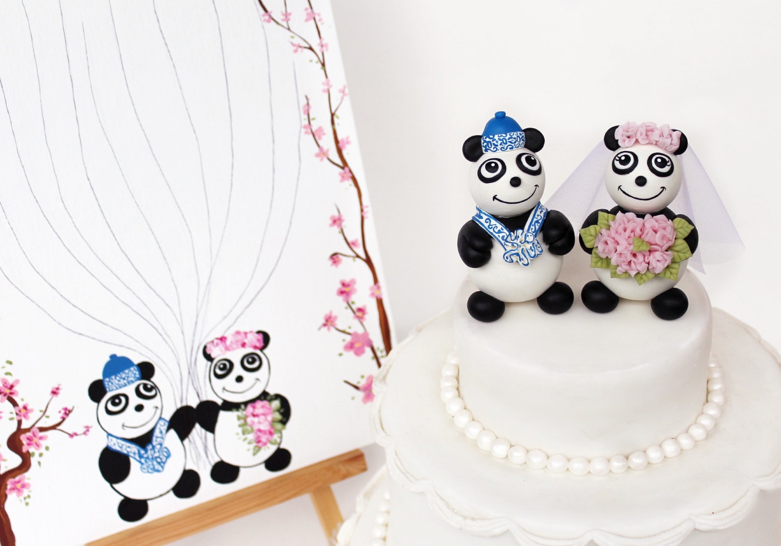Panda Unique Animal Wedding Cake Topper, Panda Couple, Panda Wedding ...