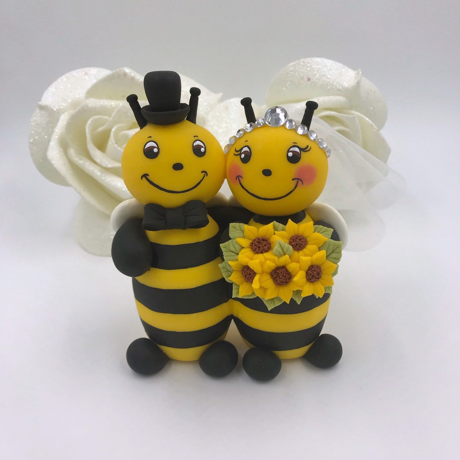 Wedding Bee Cake Topper, Bumble Bee Cake Topper, Hugging Bride and ...