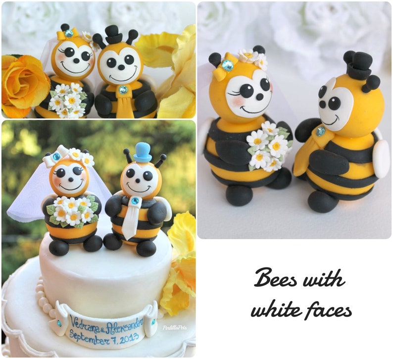 Bee Wedding Cake Topper, Personalized Bee Bride and Groom, Funny Cute ...