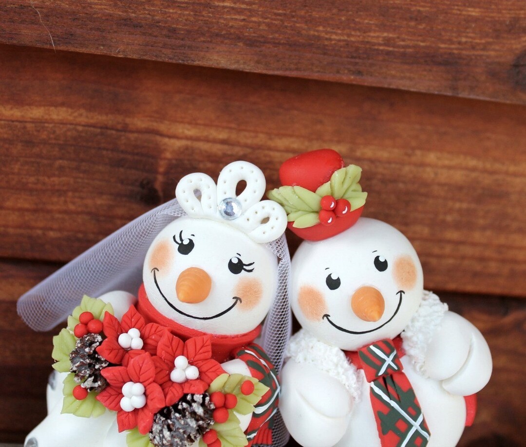 Wedding Custom Snowman Cake Topper, Winter Wedding, Christmas Cake ...