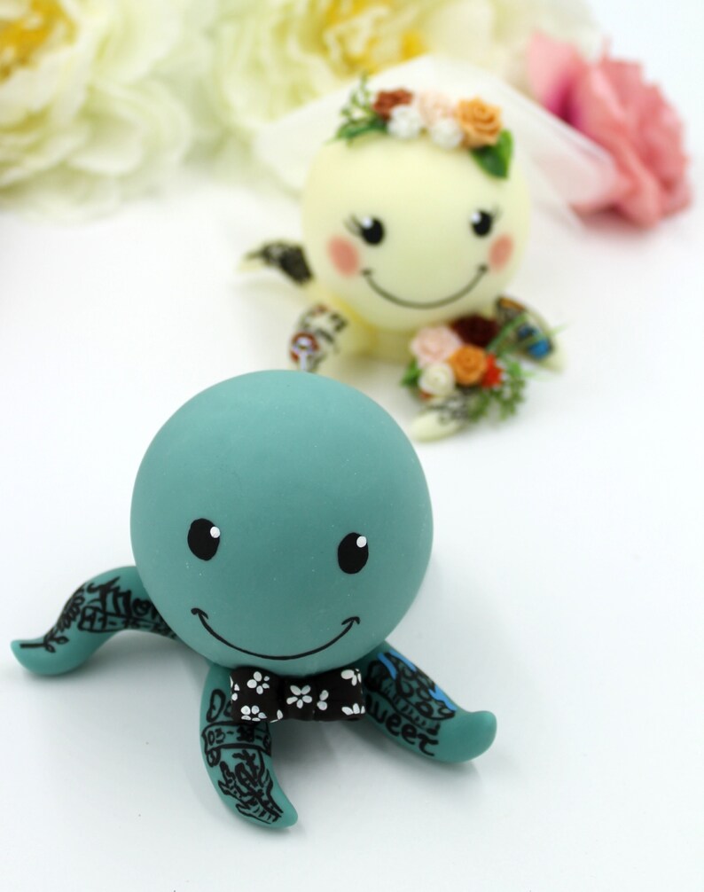 Funny Tattoo Octopus Wedding Cake Topper for Inked Brides and Grooms ...