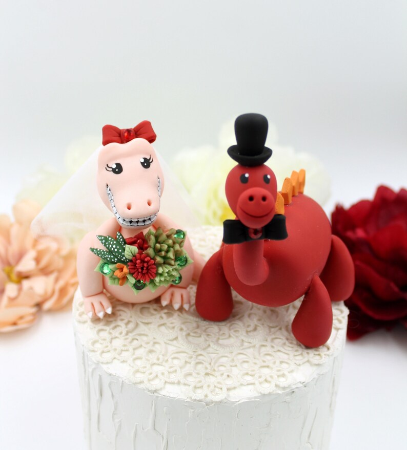 Dinosaur Wedding Cake Topper T-rex Brontosaurus Jurassic | Etsy