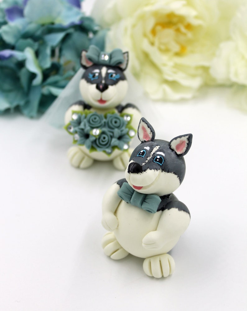 Dog Husky Wedding Cake Topper, Husky Figurine Wedding, Wedding Cake ...