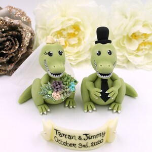 T-rex Wedding Cake Topper, Dinosaur Animal Unique Bride and Groom Dino ...
