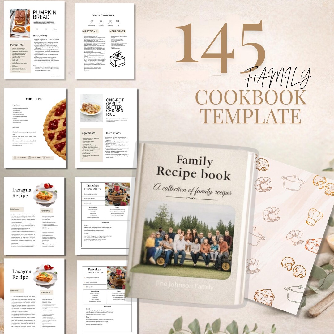 Custom Family Cookbook Template | Editable Canva Recipe Organizer ...