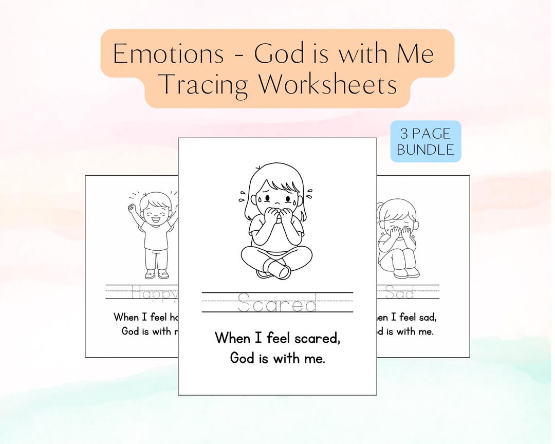 Christian Emotions - God is With Me Tracing Worksheets | Preschool ...