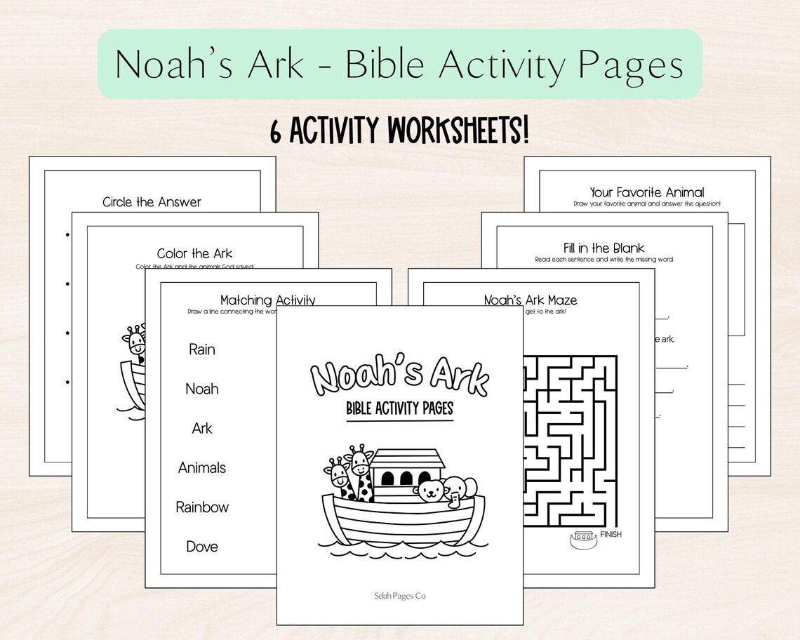 Noah’s Ark Bible Activity Pages for Kids | Christian Printable | Sunday ...