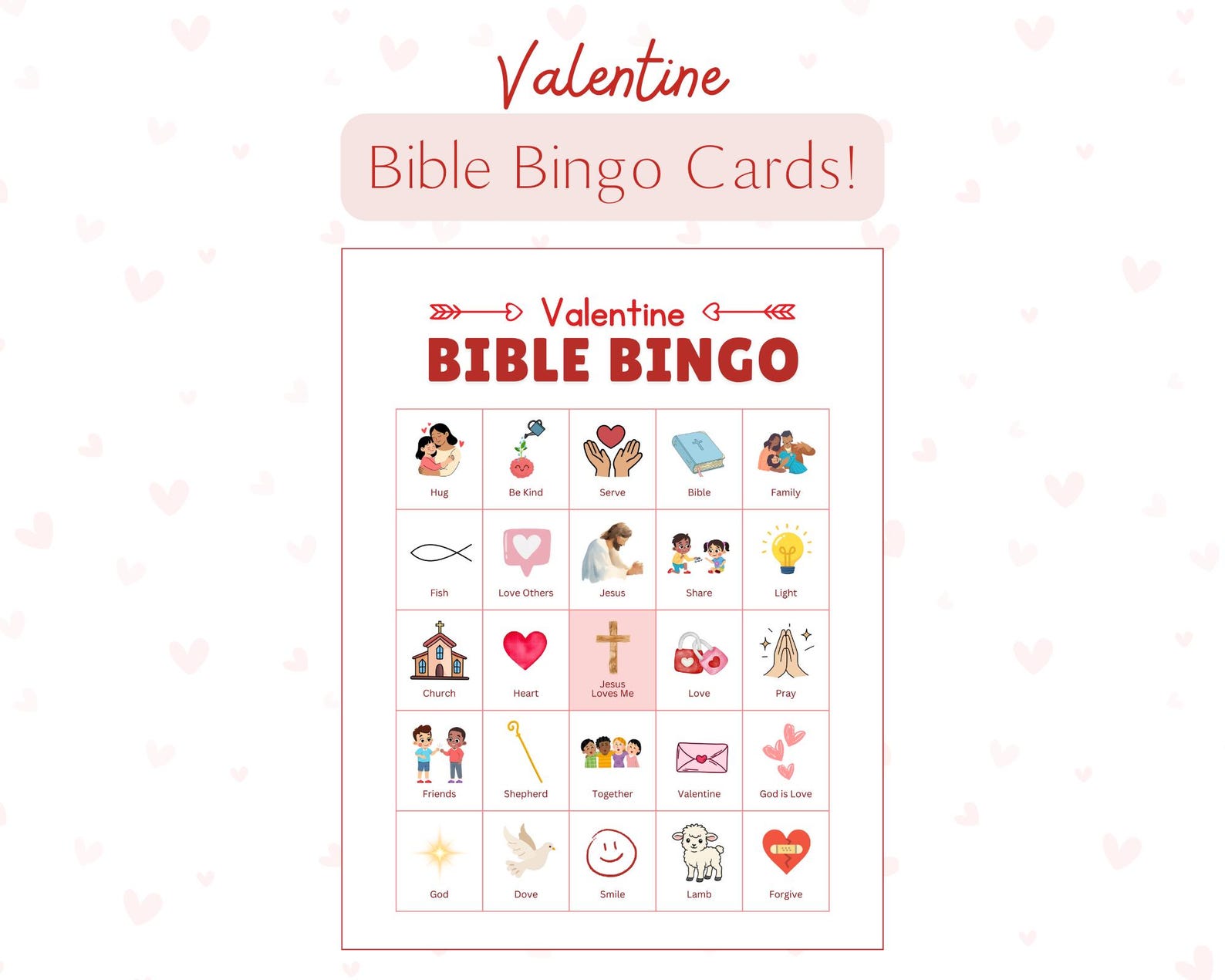 Valentine Bible Bingo for Kids | Christian Valentine's Games | Church ...