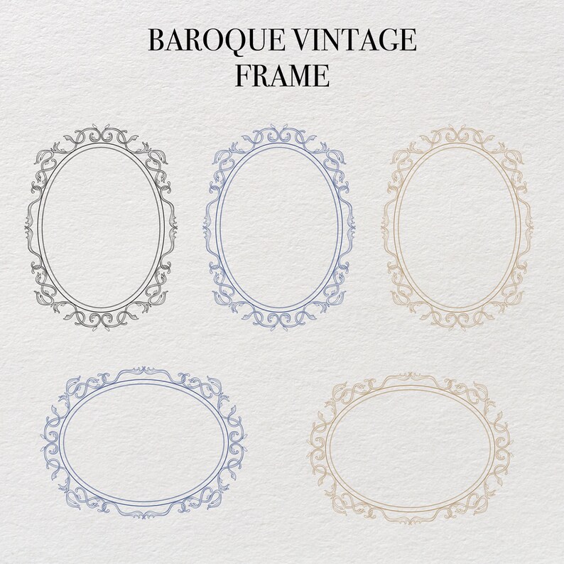 Baroque Vintage Frame SVG, Wedding Border Invitation Ornate Crest, Line ...