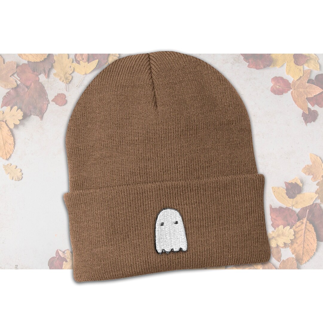 Embroidered Ghost Cuff Beanie - Etsy