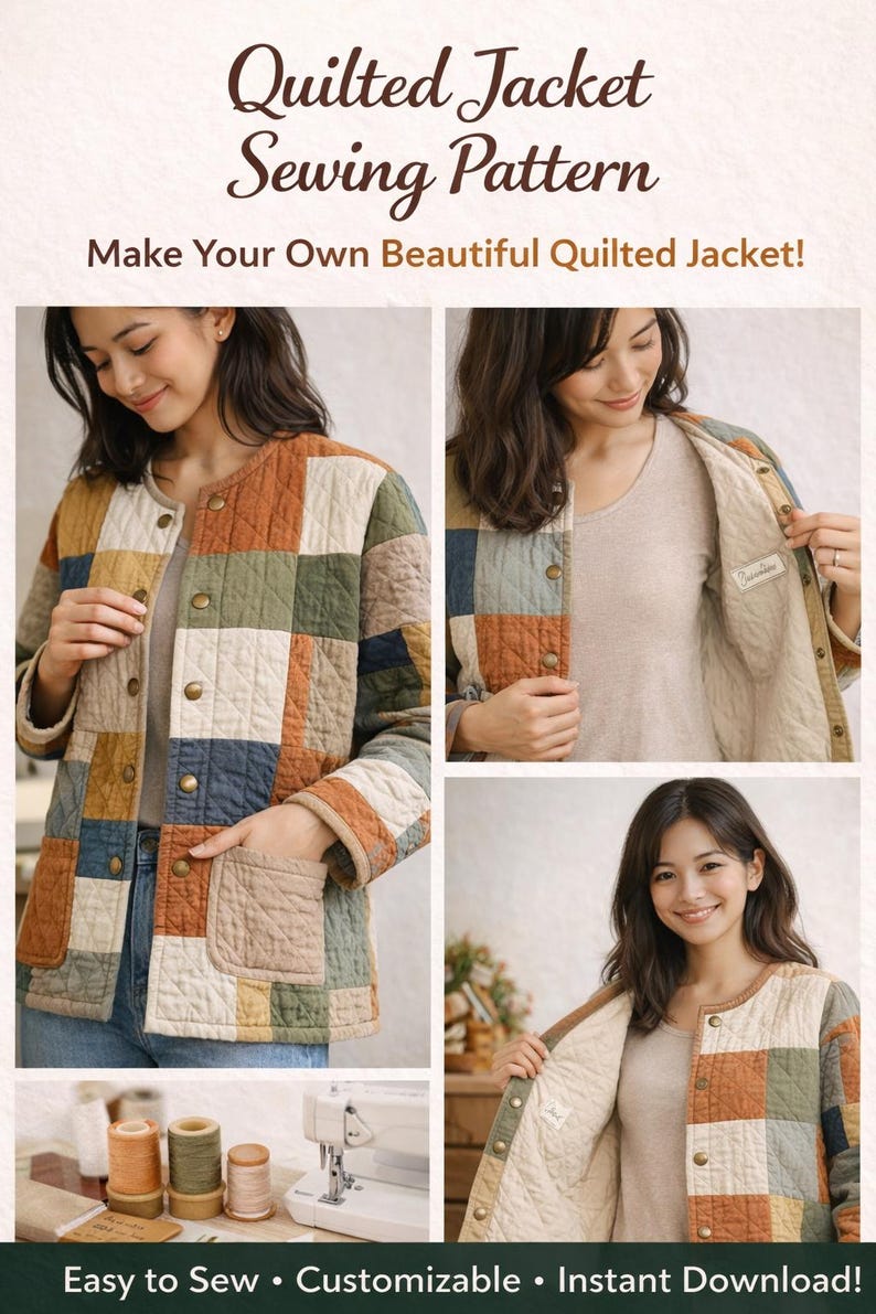Quilted Jacket Sewing Pattern | EU 34–44 (digital Download) - Etsy