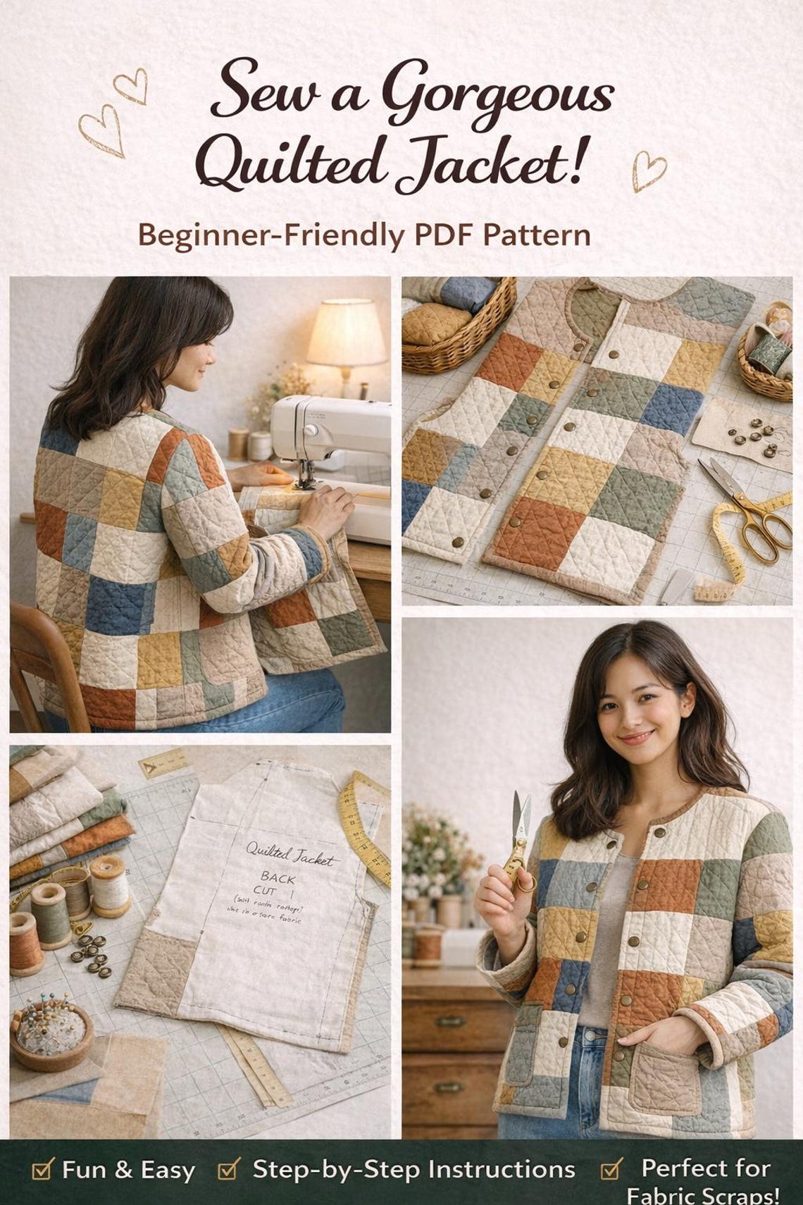 Quilted Jacket Sewing Pattern | EU 34–44 (digital Download) - Etsy