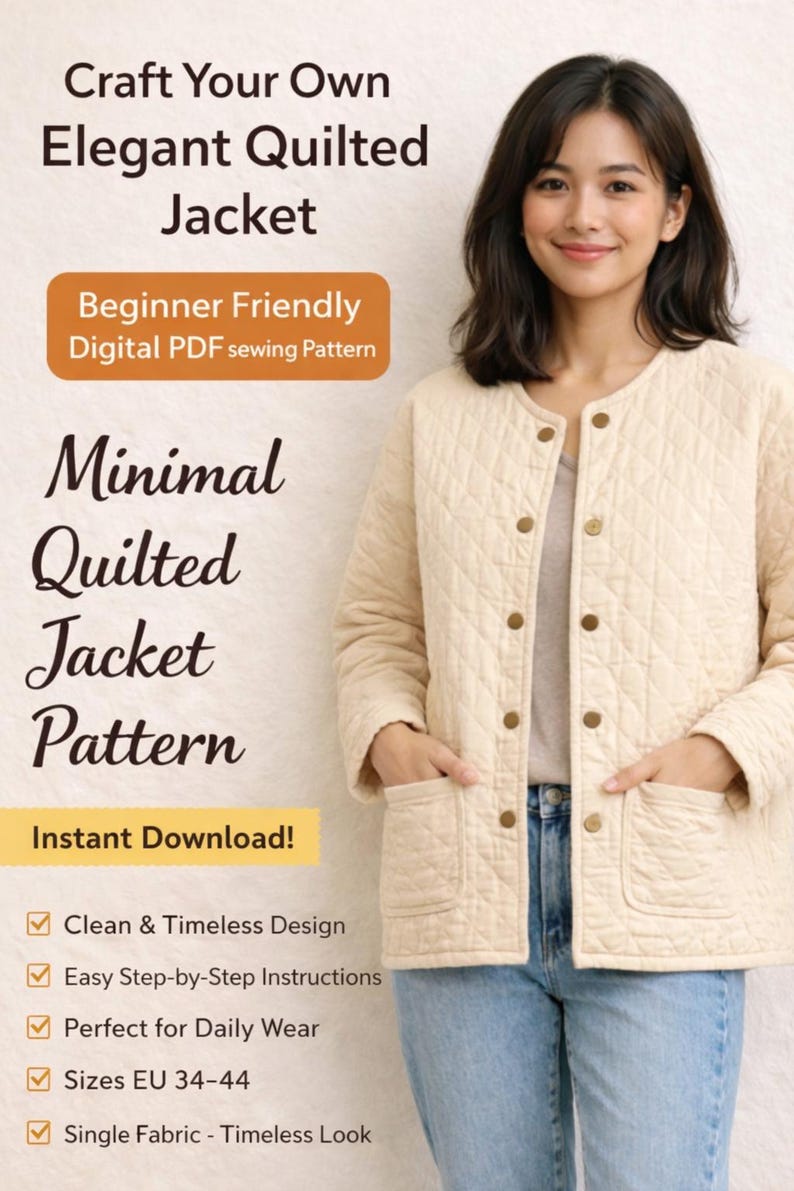 Quilted Jacket Sewing Pattern | EU 34–44 (digital Download) - Etsy