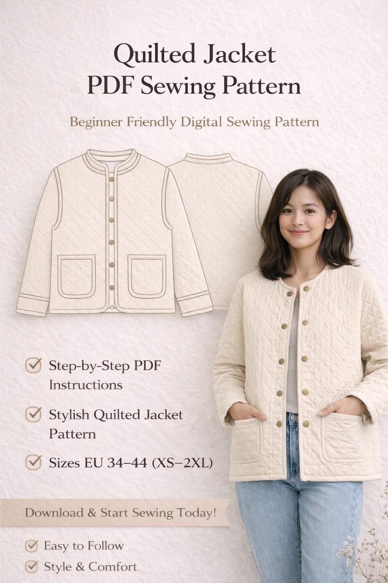 Quilted Jacket Sewing Pattern | EU 34–44 (digital Download) - Etsy