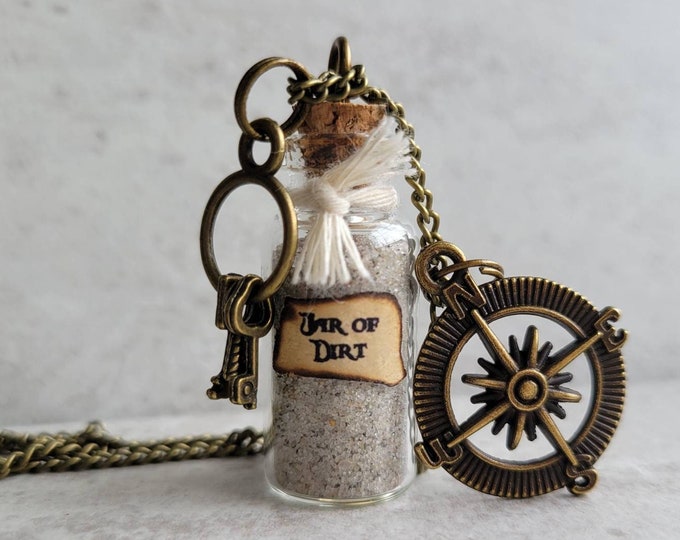 Pirates of the Caribbean Jar of Dirt Necklace With Compass and Key ...