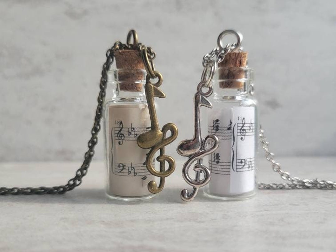 Sheet Music in a Bottle Necklace With Note/clef Charm - Etsy