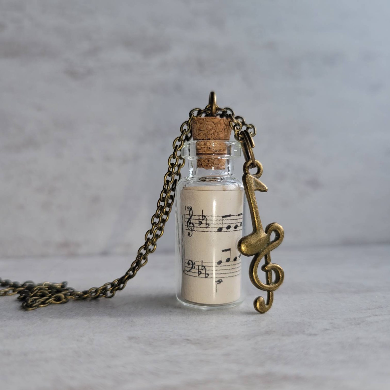 Sheet Music in a Bottle Necklace With Note/clef Charm - Etsy