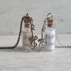 Sheet Music in a Bottle Necklace With Note/clef Charm - Etsy