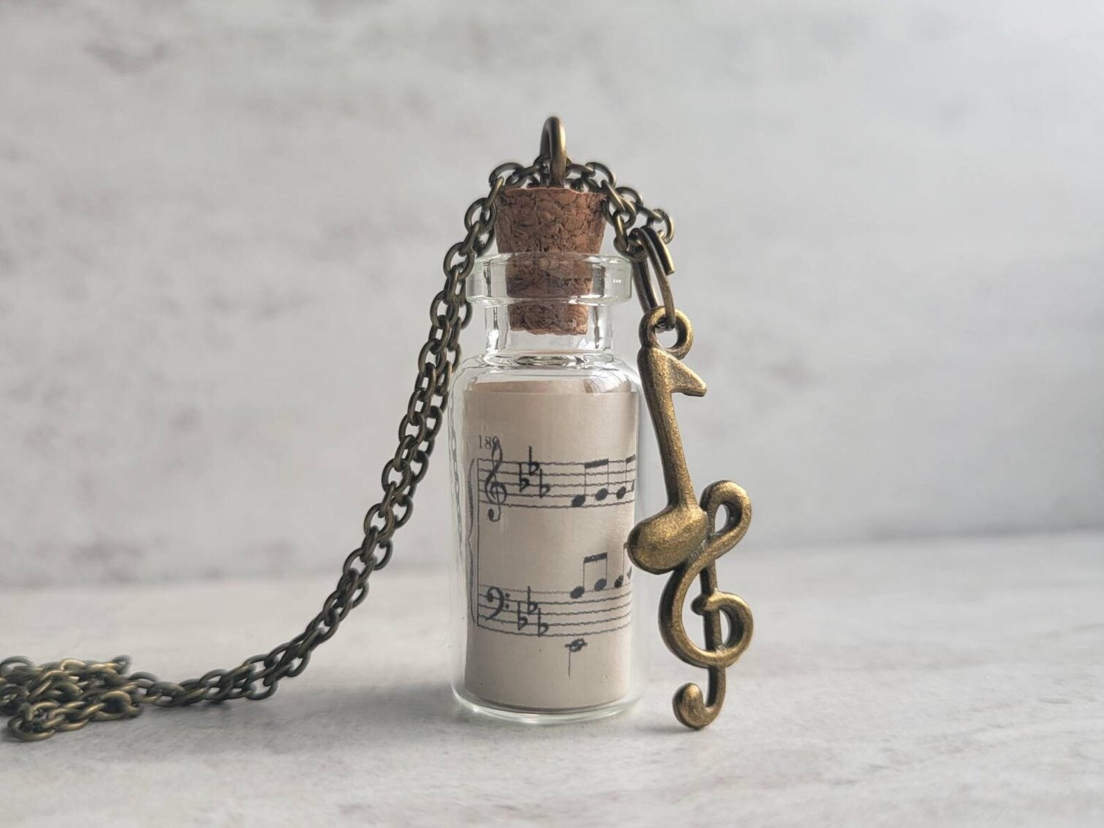 Sheet Music in a Bottle Necklace With Note/clef Charm - Etsy