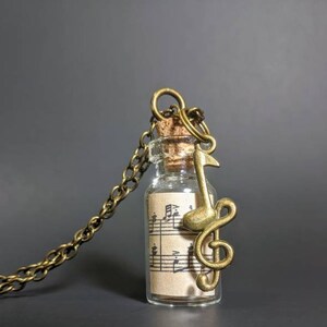 Sheet Music in a Bottle Necklace With Note/clef Charm | Etsy
